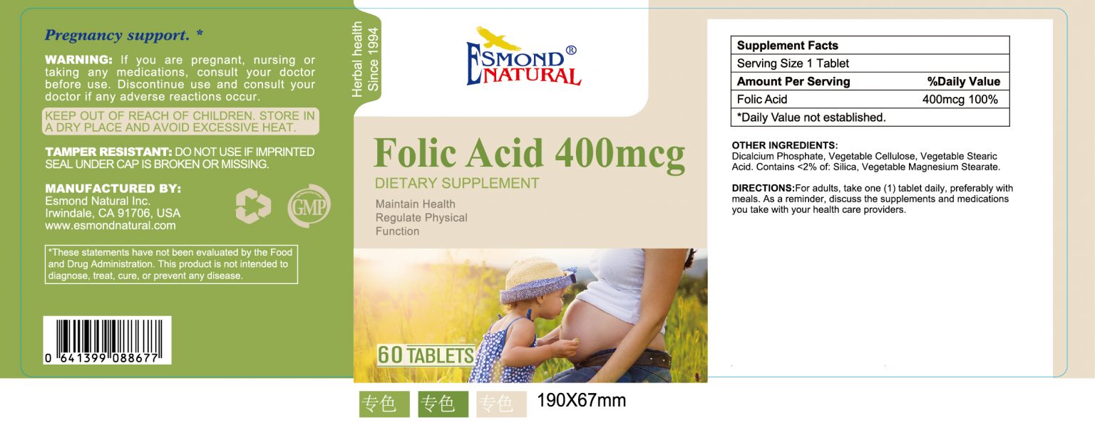 Esmond Natural Folic Acid – Power Nutritional